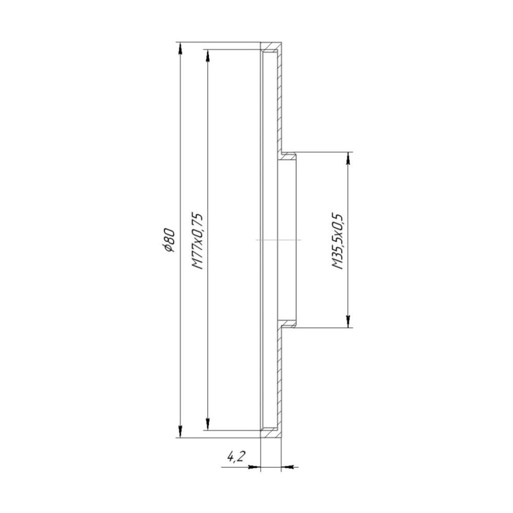 M35.5x0.5 male to M77x0.75 female thread adapter (35.5mm to 77mm step ...